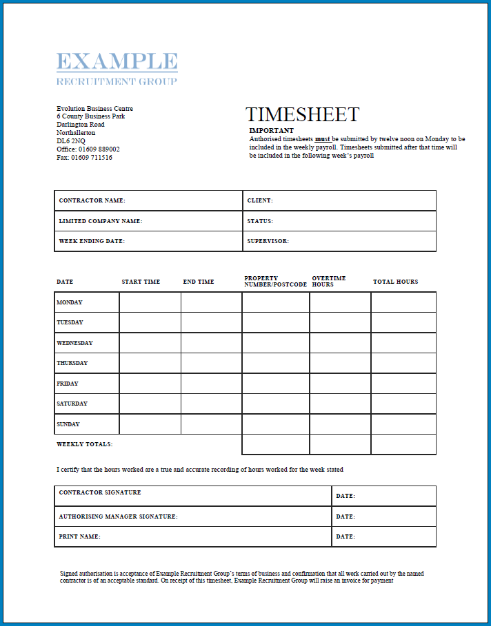  Free Printable Independent Contractor Timesheet Template Templateral