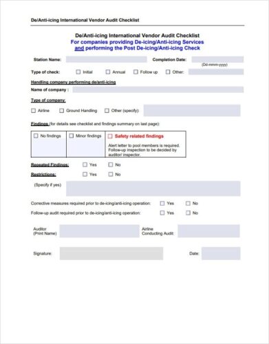 √ Vendor Audit Checklist Template