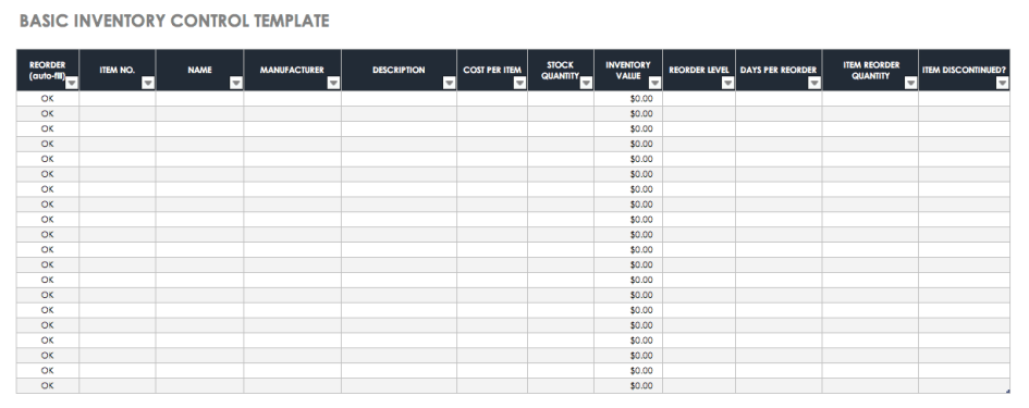 √ Inventory Entry Register Template (Excel)