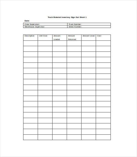 √ Inventory Sign-out Sheet Template (Excel)