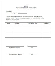 √ Free Printable Restaurant Receipt Template