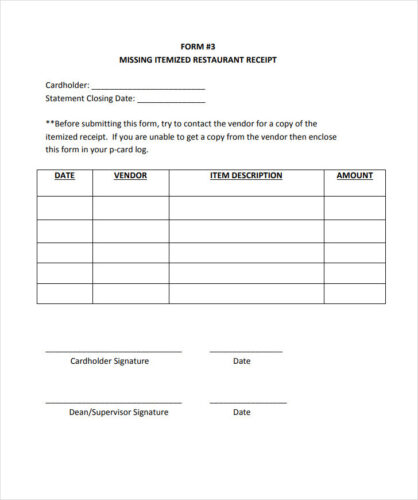 √ Free Printable Restaurant Receipt Template