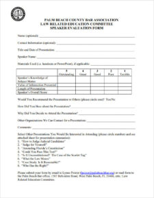 √ Free Printable Speaker Evaluation Form