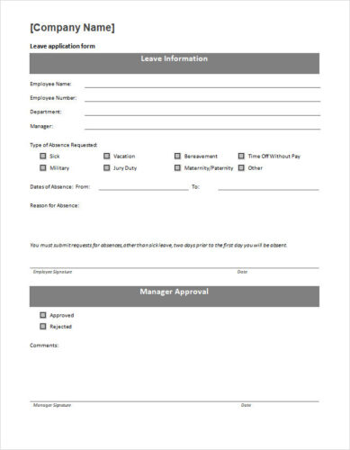 √ Free Printable Leave Application Form