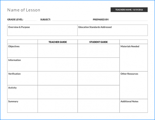√ Free Printable Lesson Plan Template