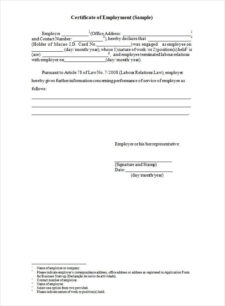 √ Printable Certificate of Employment Template