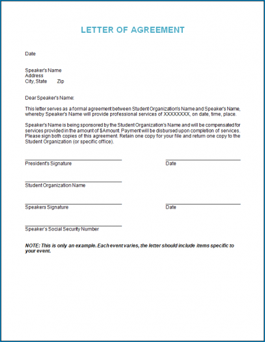  Free Printable Letter Of Agreement Between Two Parties