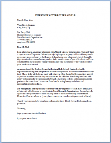 √ Free Printable Letter Of Interest For Internship Template