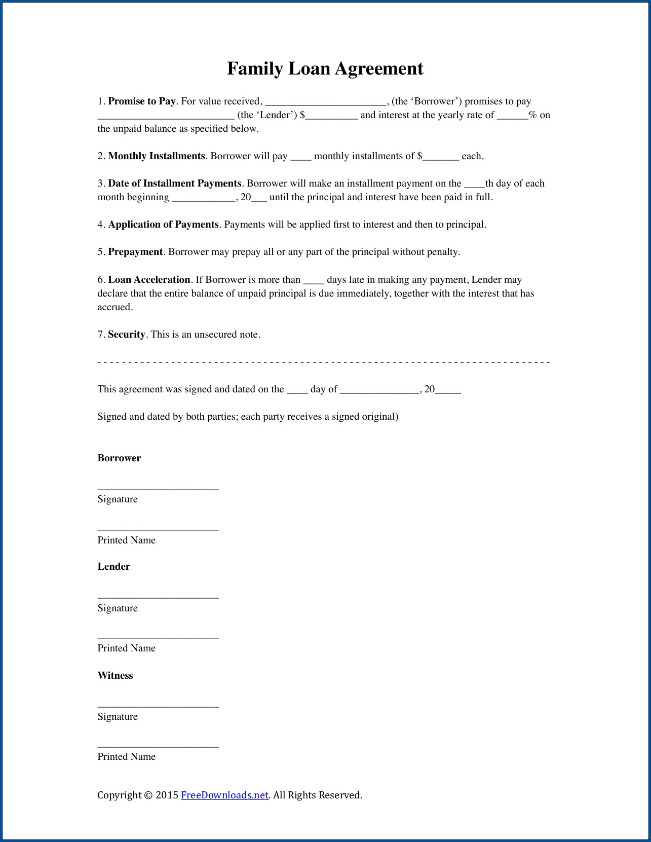  Free Printable Loan Contract Agreement Template Templateral