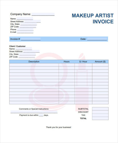 Makeup Artist Invoice Template | Templateral