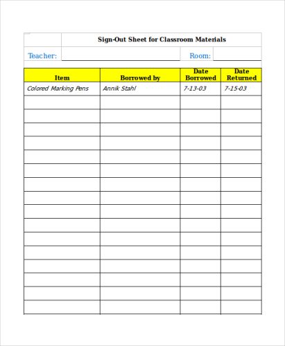 √ Free Material Sign-out Sheet Template (Excel)