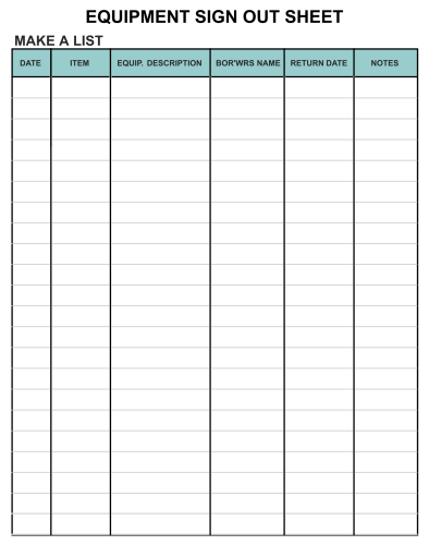 √ Free Material Sign-out Sheet Template (Excel)