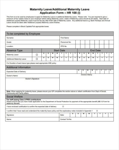 Maternity Leave Application Form | Templateral