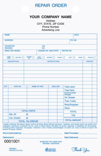 √ Mechanic Shop Receipt Template