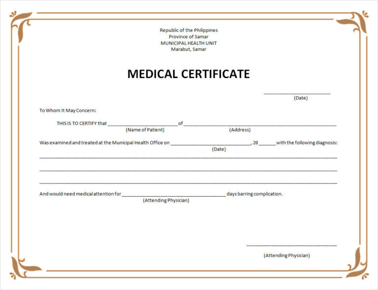 √ Free Printable Medical Certificate Template
