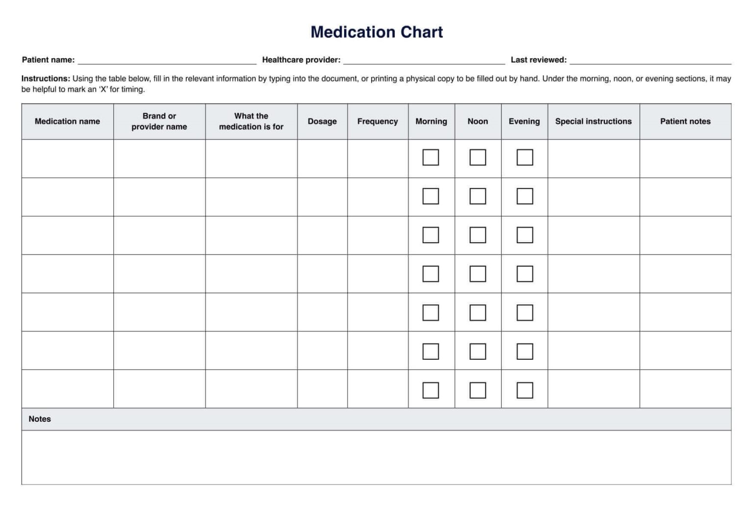 √ Free Printable Medication Schedule Template