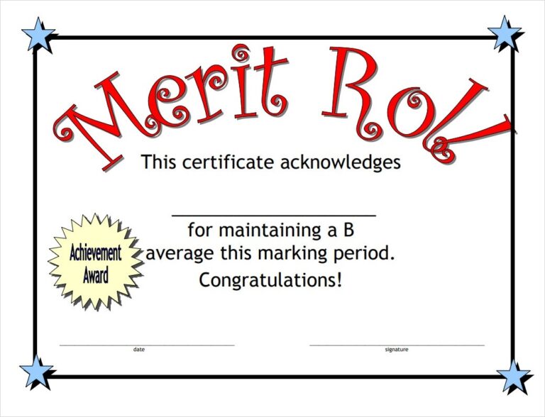 √ Free Printable Certificate of Merit Template