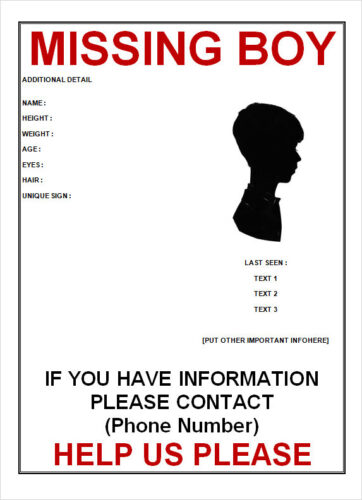 √ Free Printable Missing Person Flyer Template