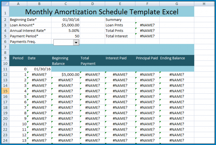 √ Free Monthly Amortization Schedule Template
