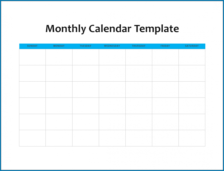 √ Free Printable Monthly Calendar Template