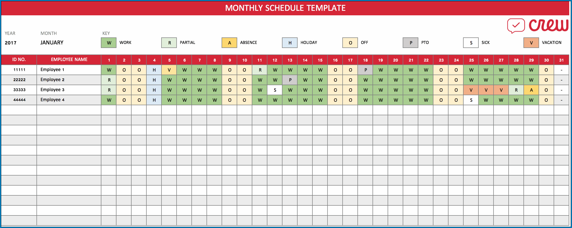  Free Printable Monthly Employee Schedule Template Templateral