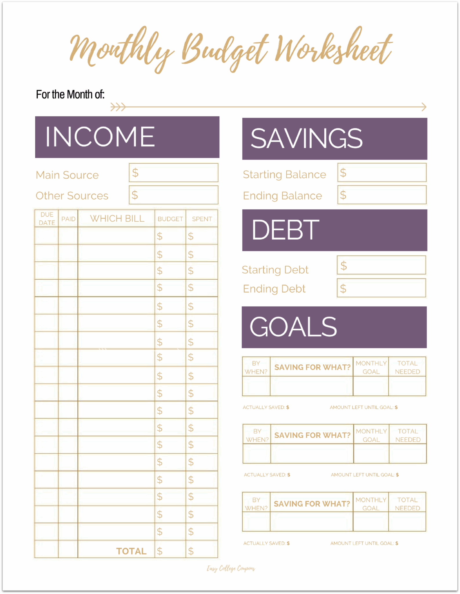 √ Free Monthly Expenses Template (Excel)