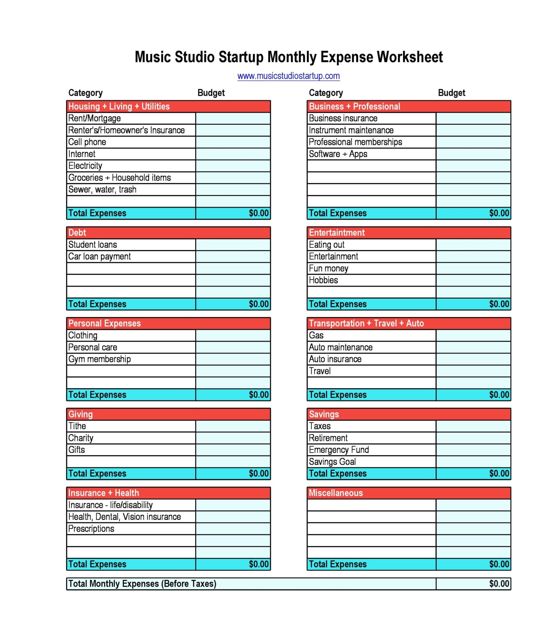 √ Free Monthly Expenses Template (Excel)
