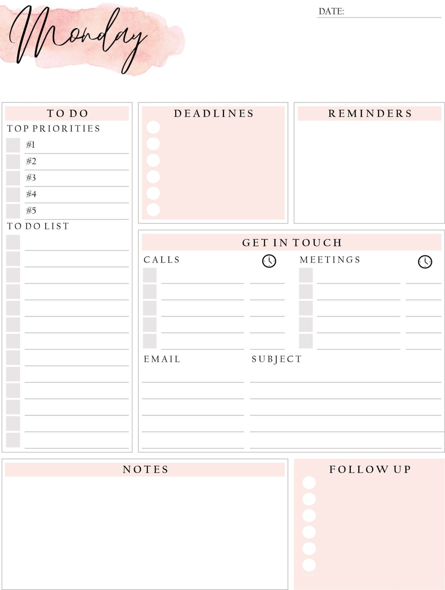 √ Monthly Study Reminder Planner Template
