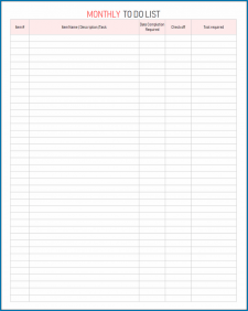 √ Free Printable Monthly To Do List Template