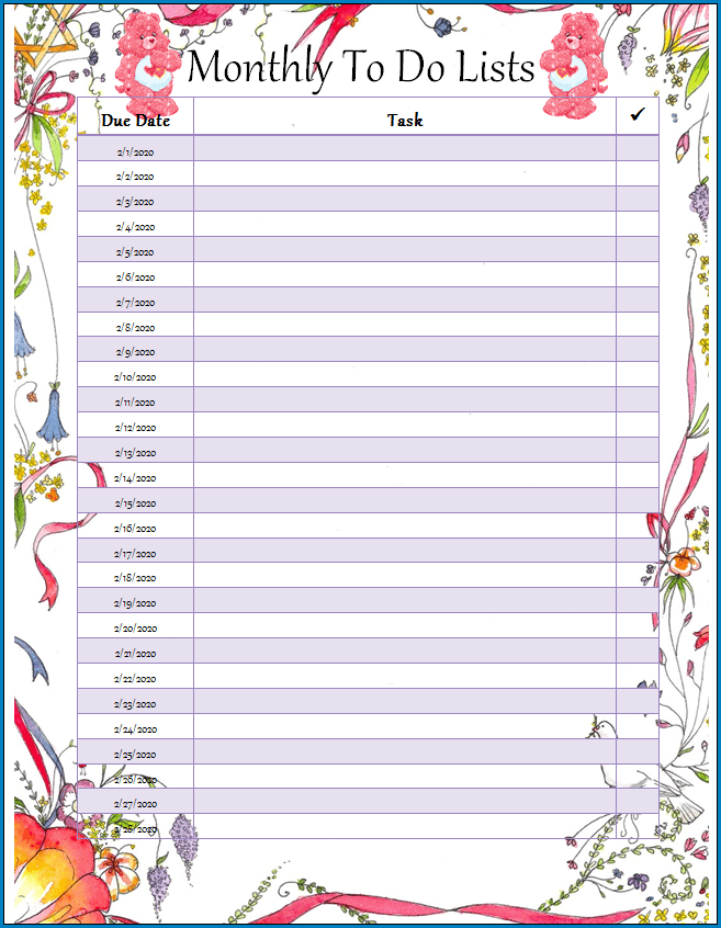  Free Printable Monthly To Do List Template