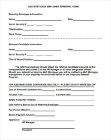 √ Free Printable Employee Referral Form Template