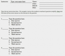 √ Free Editable Multiple Choice Test Template