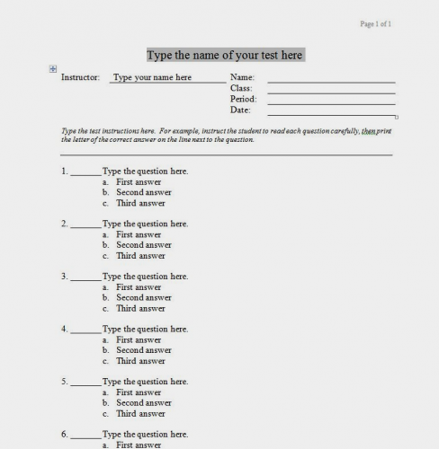  Free Editable Multiple Choice Test Template