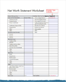 √ Personal Net Worth Statement Template