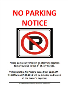 √ Printable Parking Warning Notice Template