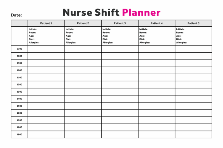 √ Free Printable Nursing Schedule Template