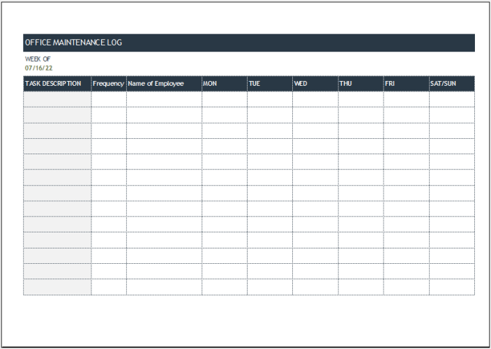 √ Office Maintenance Log Template (Excel)