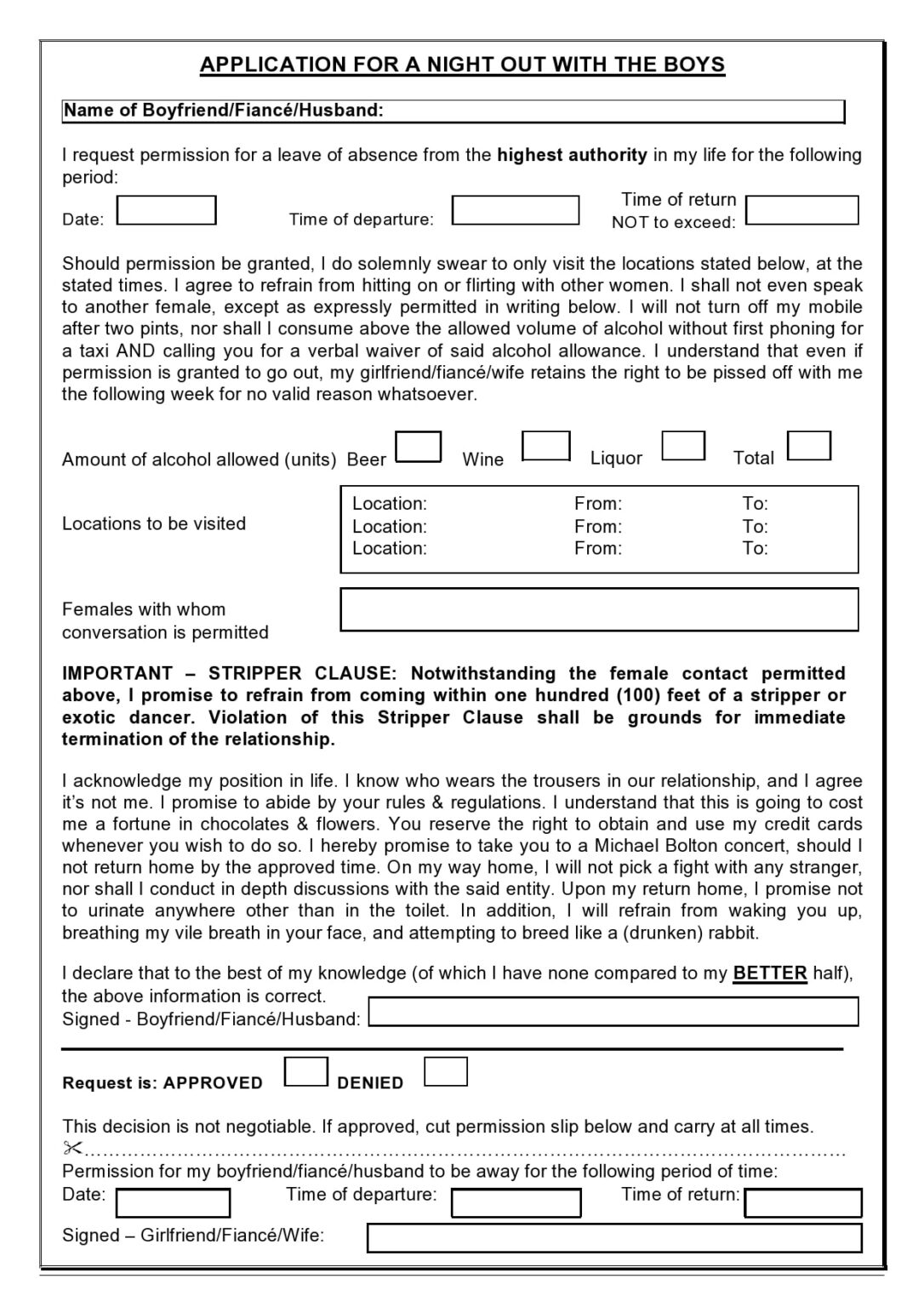 √ Printable Official Boyfriend Application Form