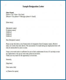 √ Free Printable Official Letter Of Resignation Template