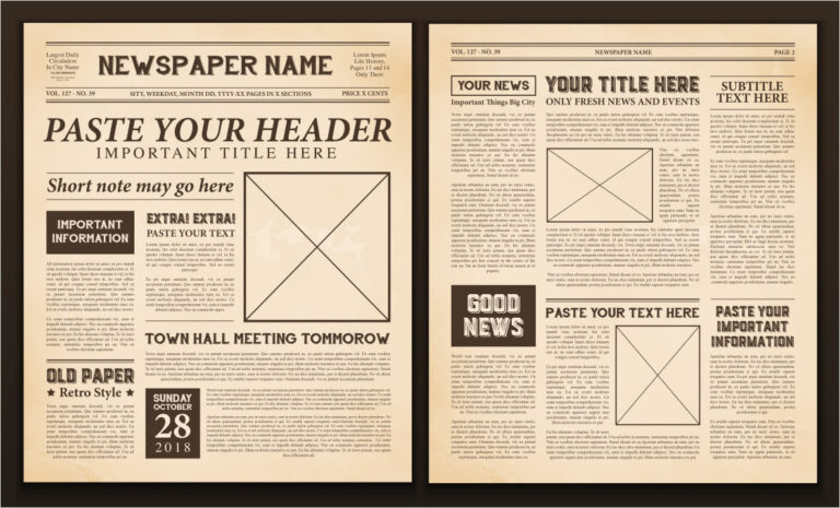 √ Printable Old Newspaper Template