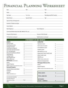 √ One-year Financial Planning Worksheet Template