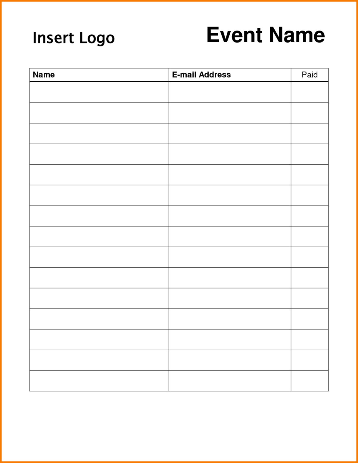 √ Parents School Meeting Sign-in Sheet Template
