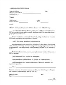 √ Printable Parking Warning Notice Template