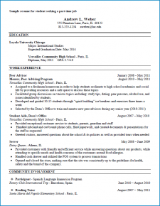 √ Part Time Job Resume Template