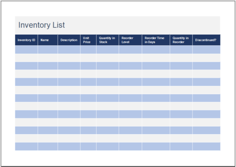 √ Parts Inventory Spreadsheet Template (Excel)