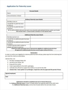 Paternity Leave Application Form | Templateral