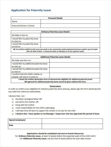 Paternity Leave Application Form | Templateral