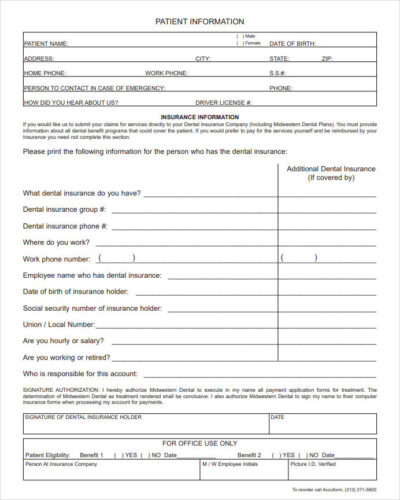 Patient Information Form | Templateral