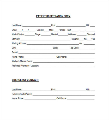 √ Free Printable Patient Registration Form