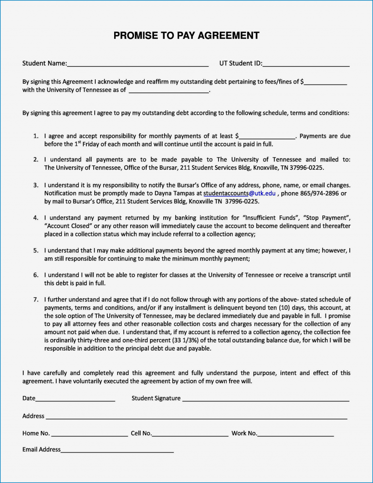 √ Free Printable Payment Agreement Template